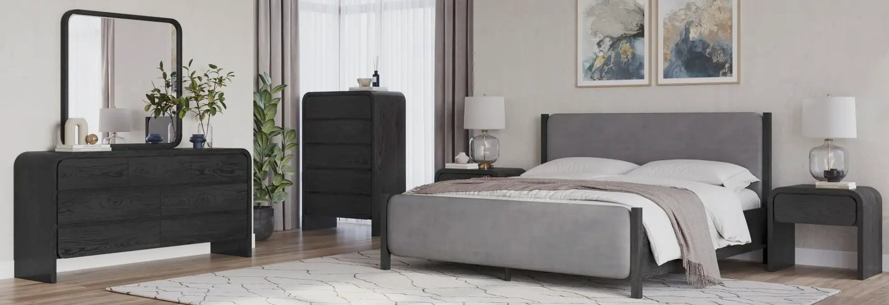 Tanner Solid Ash Platform Bed in Roux — Modus Furniture