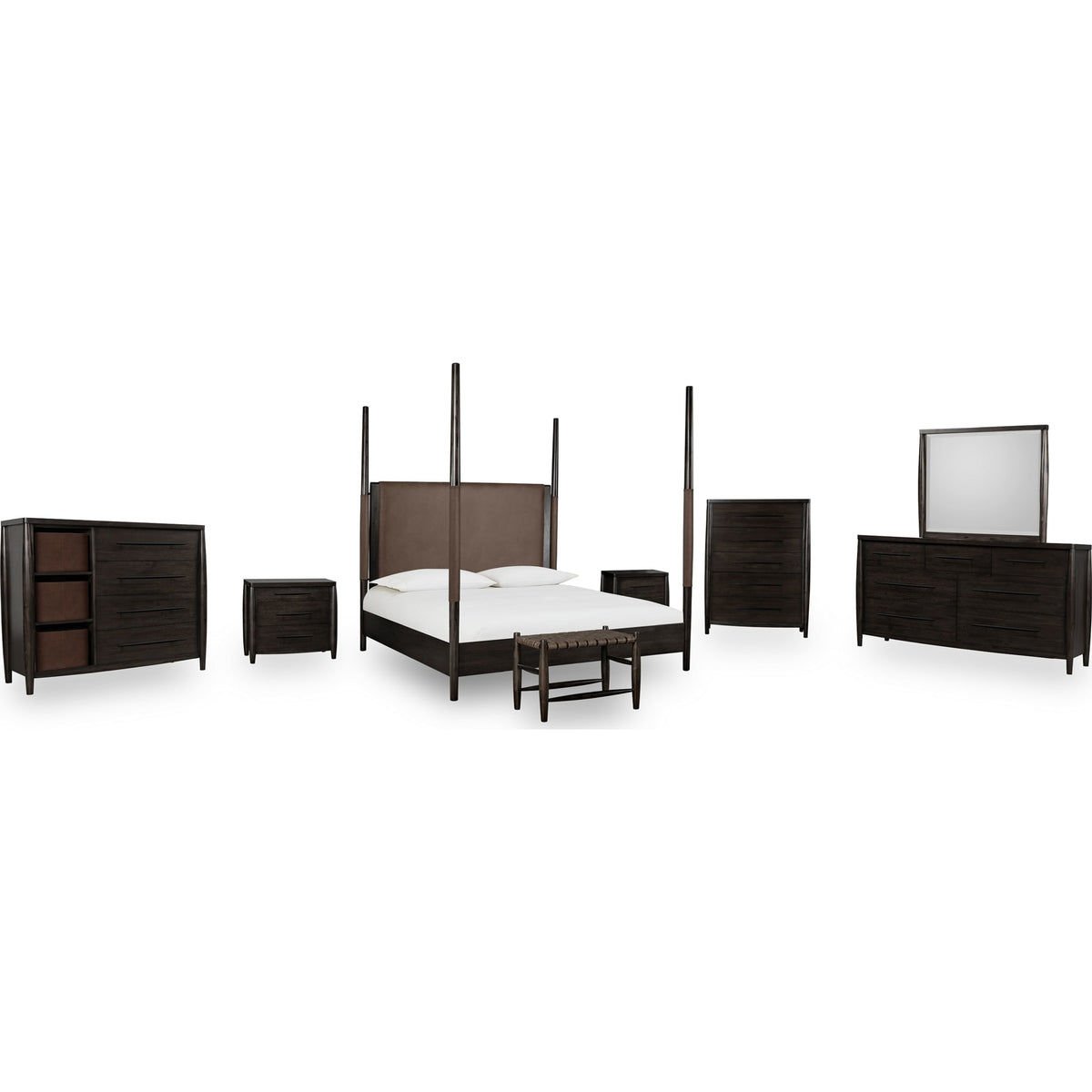 Koko Upholstered Poster Bed in Minx — Modus Furniture