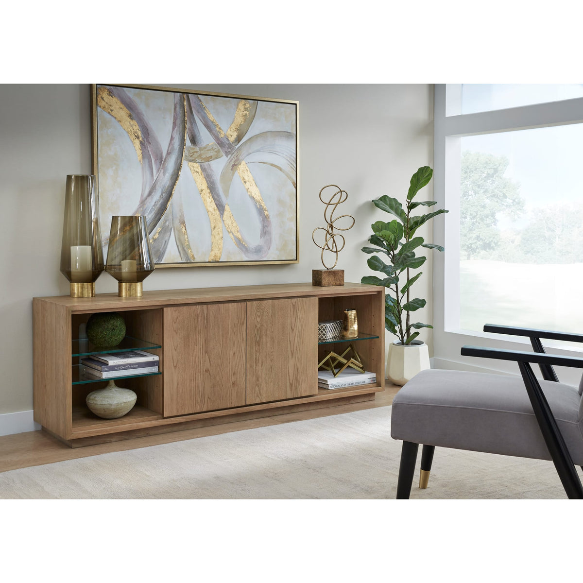 One Coastal Modern 74 inch TV Console in Bisque — Modus Furniture