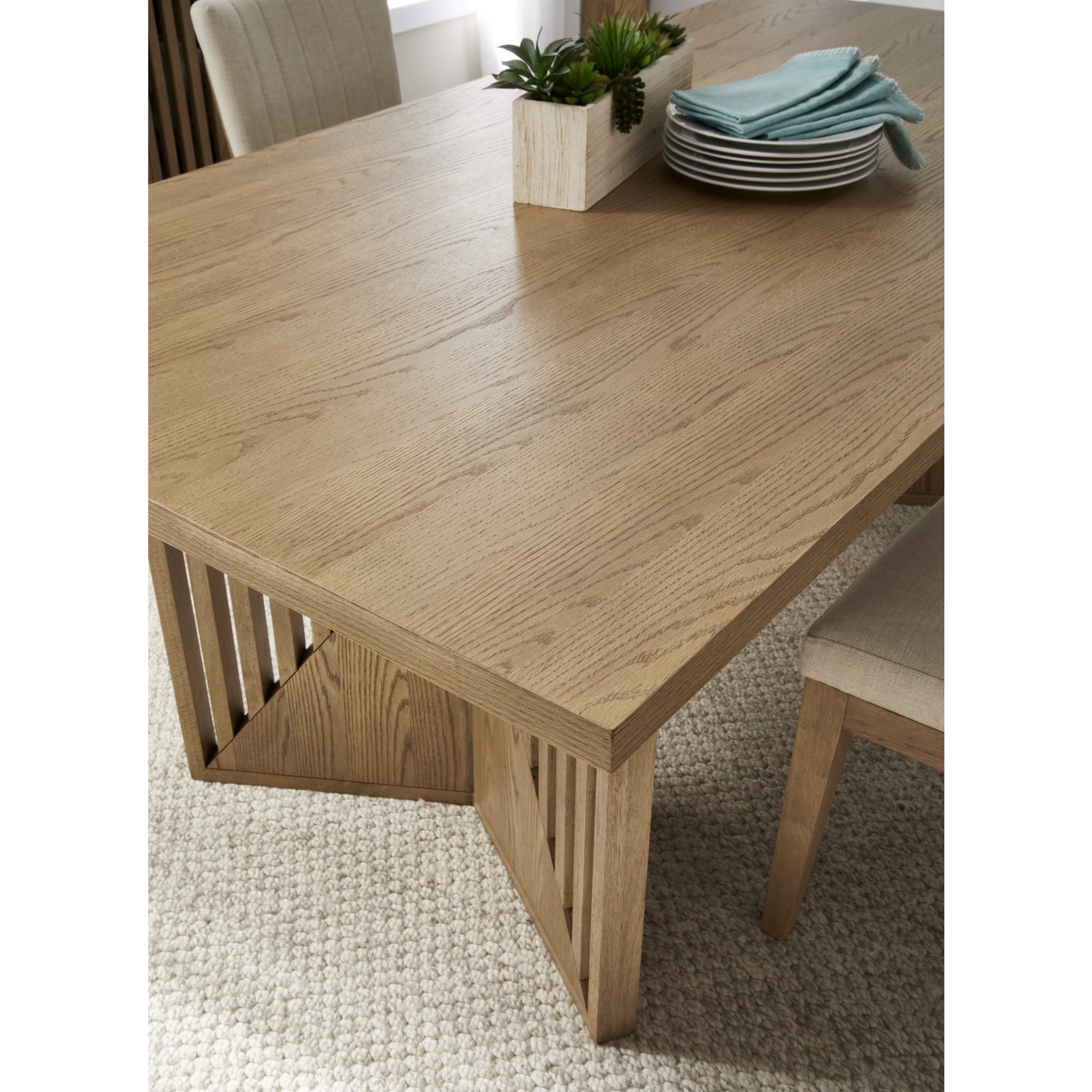 Sumner Double Pedestal Oak Dining Table in Natural — Modus Furniture