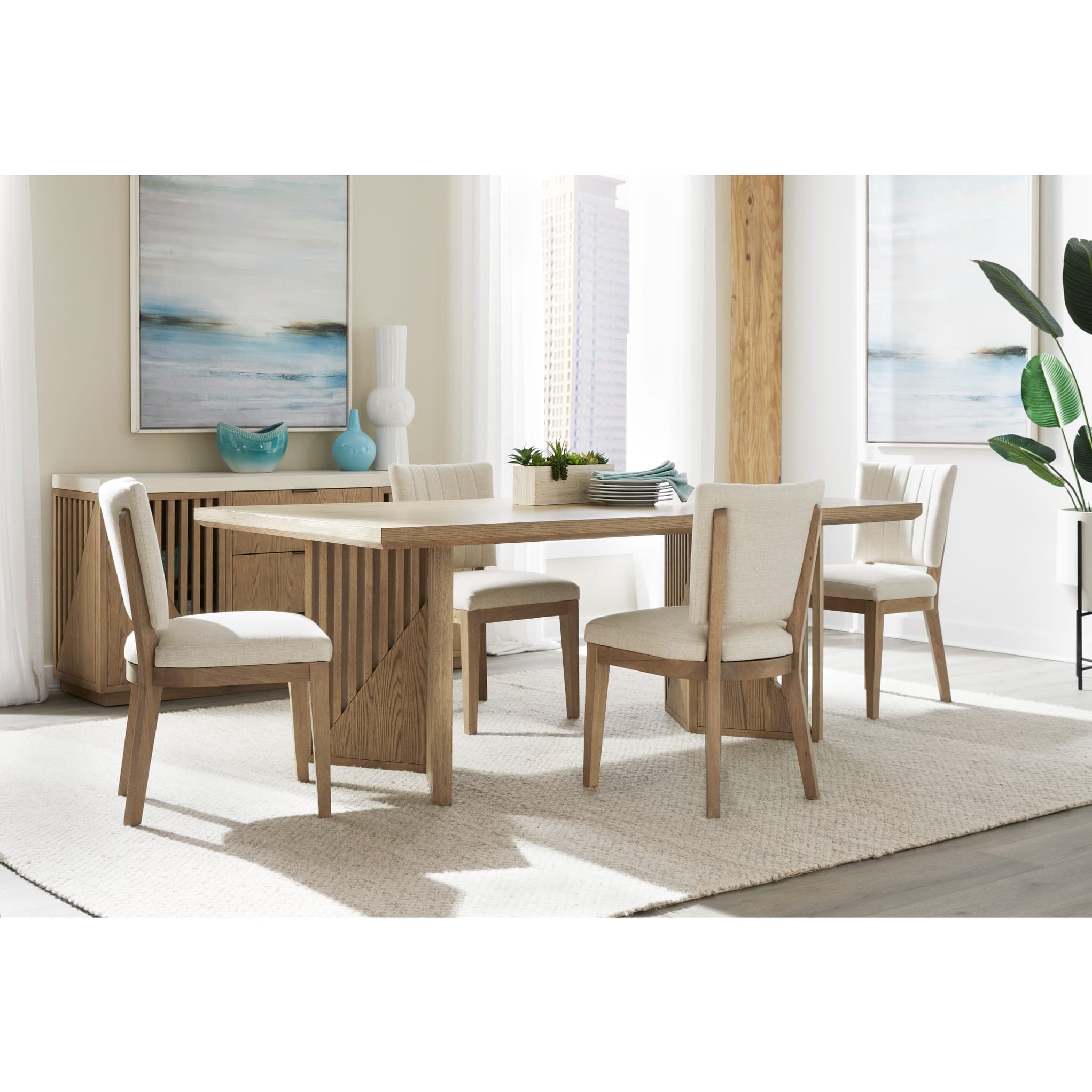 Sumner Double Pedestal Oak Dining Table in Natural — Modus Furniture