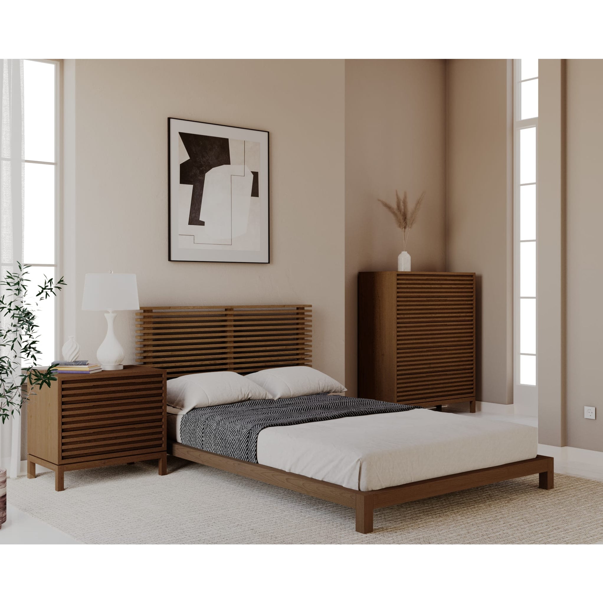 Tanner Solid Ash Platform Bed in Roux — Modus Furniture